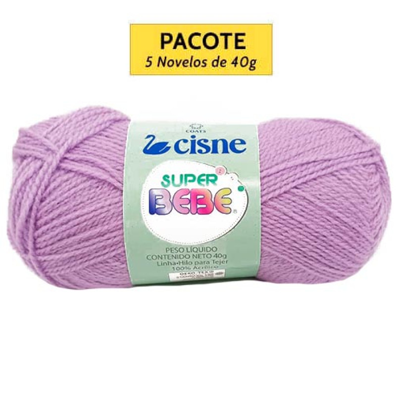 Lã Super Bebê Cisne 200g | Pacote com 5 Novelos de 40g