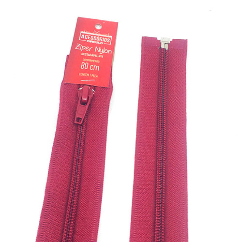 Ziper Circulo Nylon Destacavel 80Cm | Pacote com 10 Ziperes